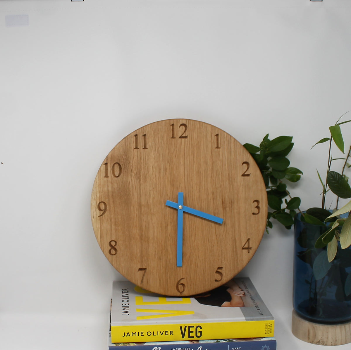 Solid oak round clock with numerals – Goodwood Originals
