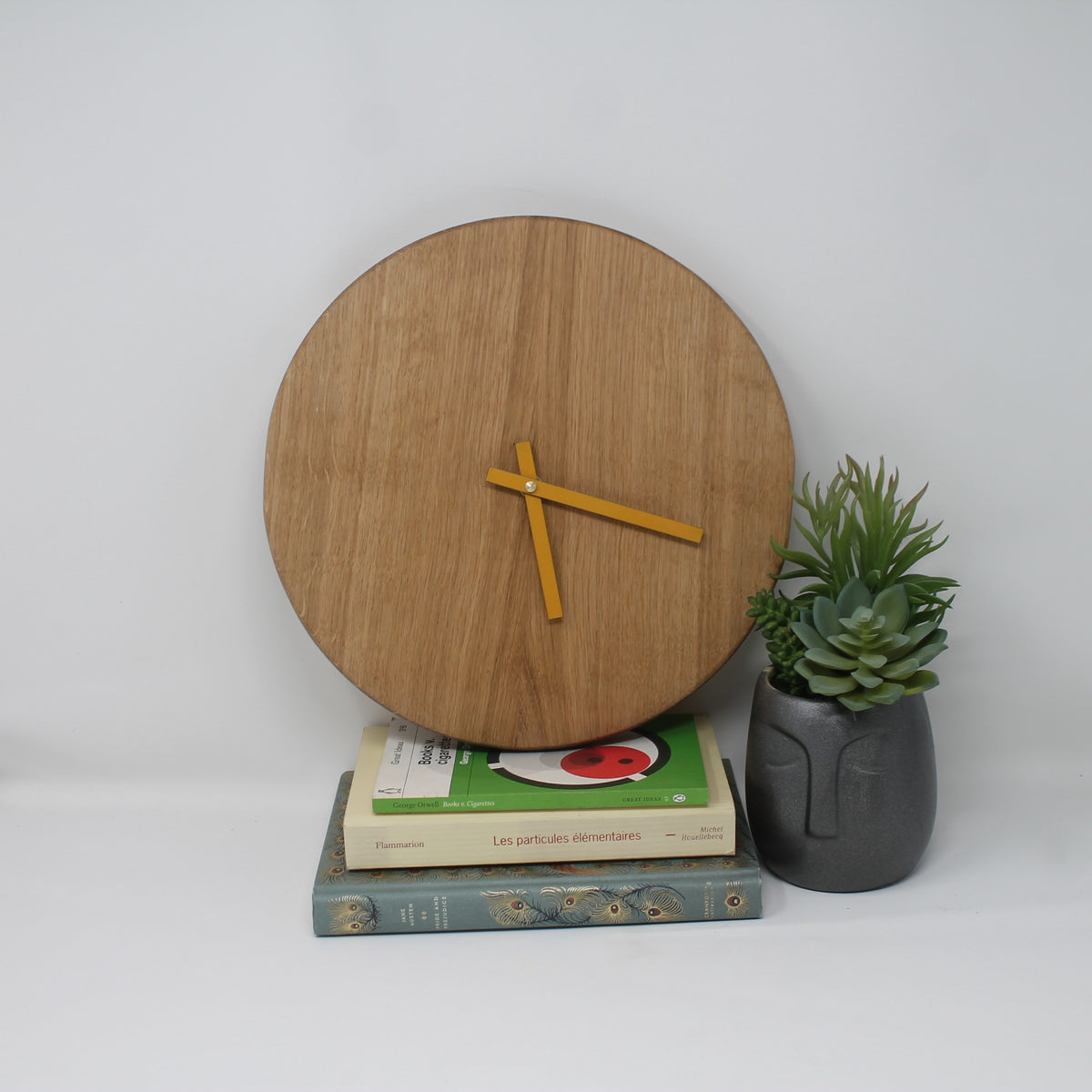Solid oak round clock blank minimalist face with metal hands – Goodwood ...