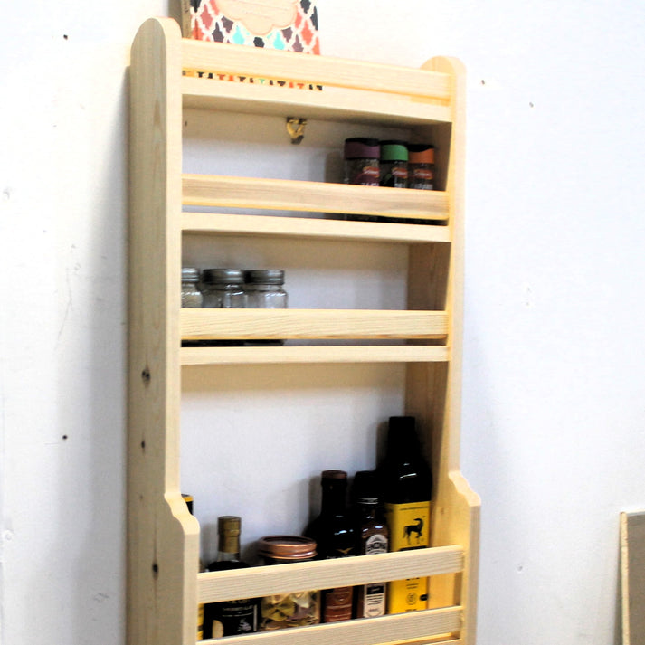 Larder Door Spice Rack – Wooden Wall Organiser Shelf – Goodwood Originals