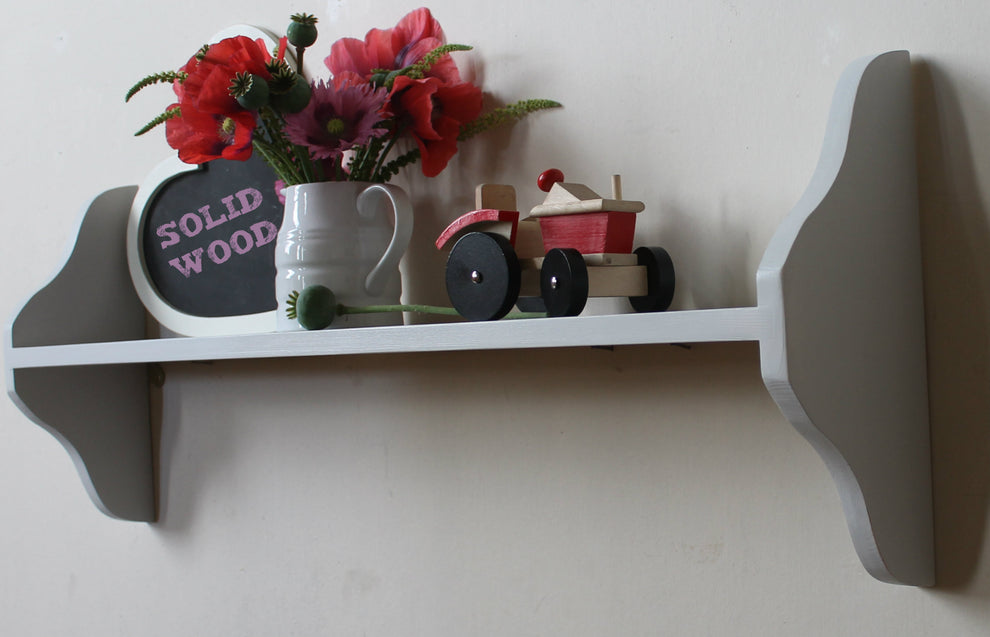 Large High-Sided One-Tier Wall Shelf Solid Pine, Ready to Hang ...