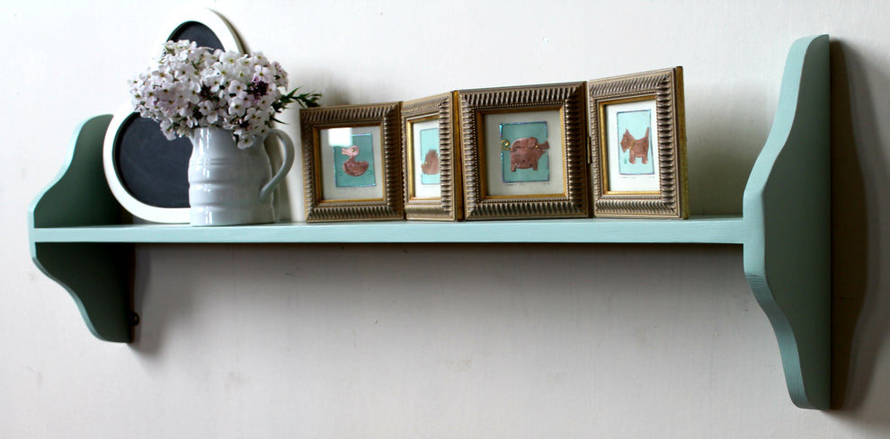 Large High-Sided One-Tier Wall Shelf Solid Pine, Ready to Hang ...
