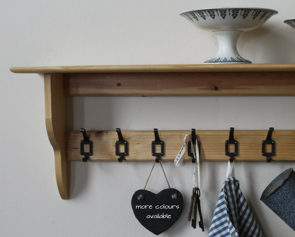 Rustic shelf | Shelf with hooks | Goodwood Originals