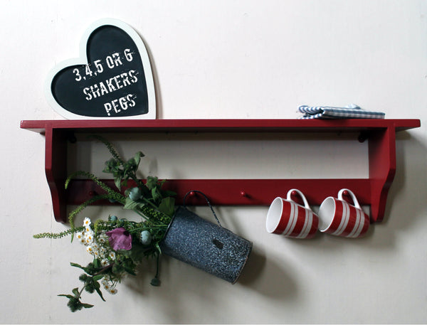 Classic Small Peg Wall Shelf — Handmade Shaker Style in Solid Pine ...